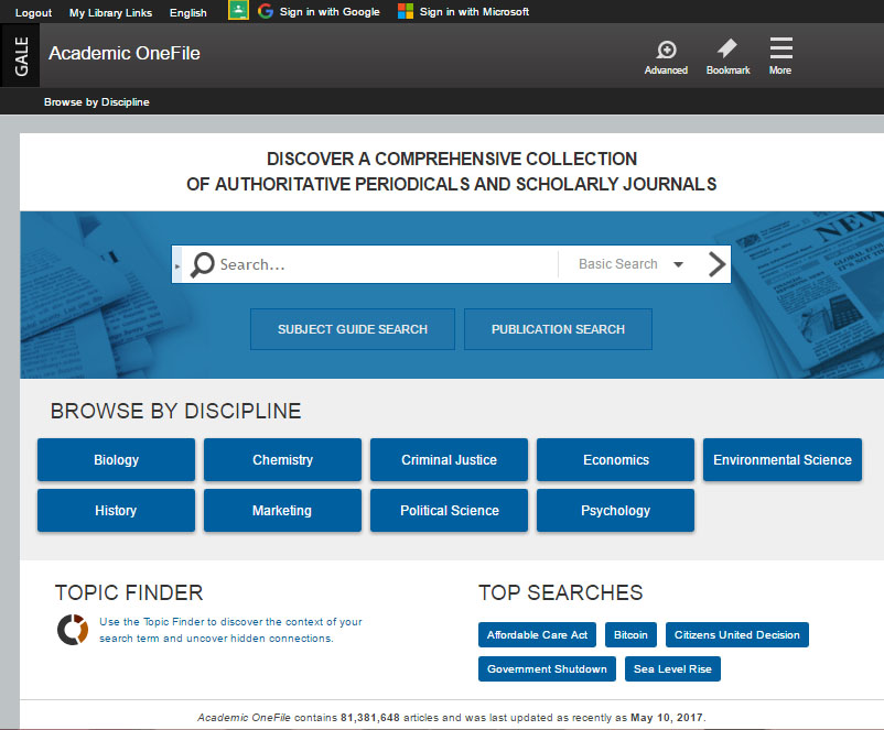 ฐานข้อมูลออนไลน์ Gale Academic OneFile – MJU The Library