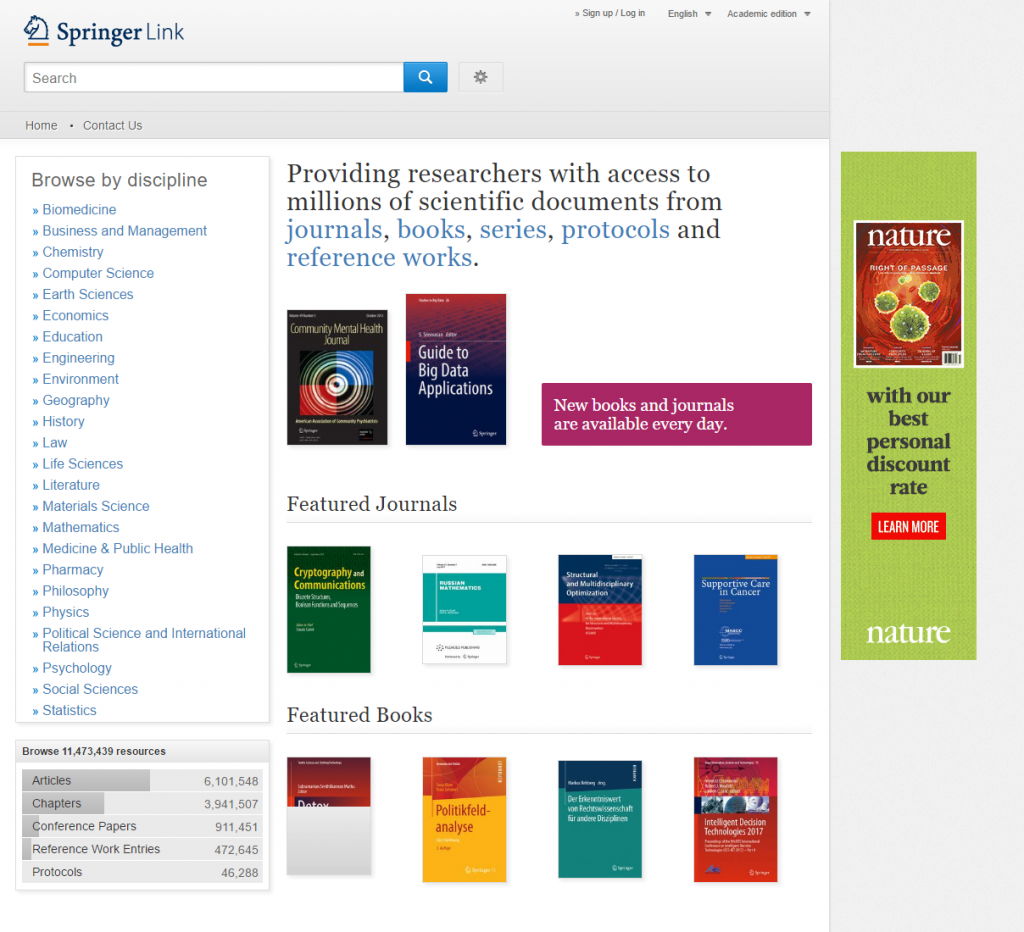 SpringerLink : Knowledge matters – MJU The Library