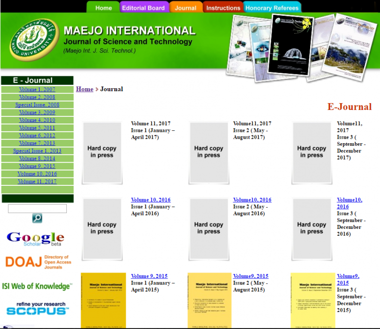 Maejo International Journal of Science and Technology – MJU The Library
